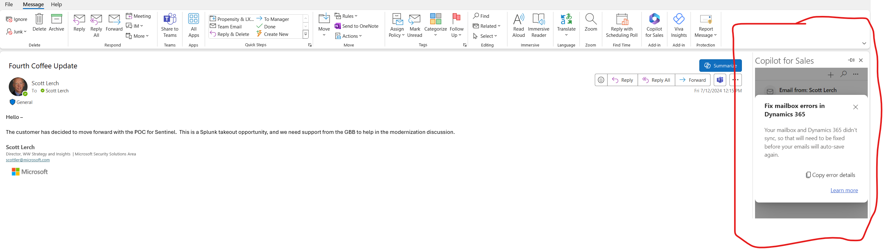 Copilot For Sales Configuration Error With Outlook Microsoft Community Hub